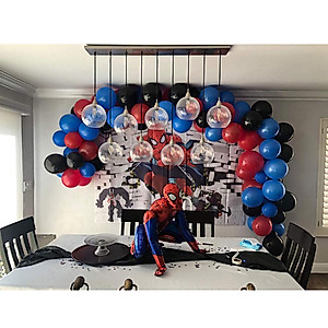 Red Blue Black Balloon Arch Kit - 104pcs 16ft Balloon Strip for Boys Kids Party Backdrop, Birthday, Graduation Balloon Decor Supplies