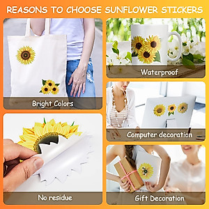Sunflower Decals Car Stickers Waterproof Sunflower Stickers Vinyl Adhesive Flower Stickers for Car Bumper Classroom Window Laptop Car Decoration 4 (8 Pieces)