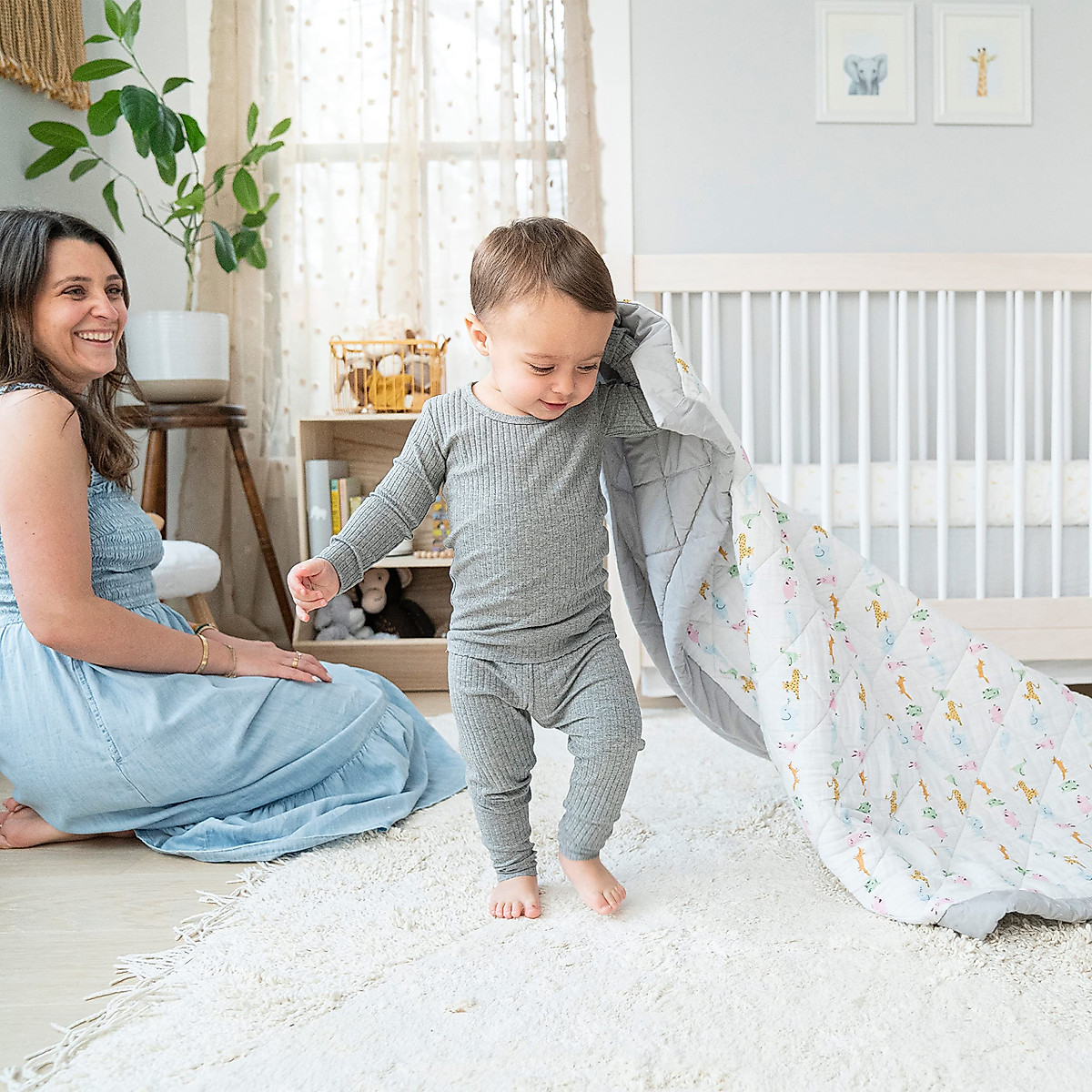 aden + anais Essentials 3-Piece Crib Bedding Set, Baby Bedding Bundle, Cotton Blanket, Crib Sheet, Crib Skirt, Alphabet Animals
