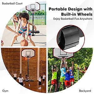 Goplus Portable Basketball Hoop Outdoor, 6.5FT- 10FT Height Adjustable Basketball Stand with Wheels, 44Inch Backboard, Fillable Base, Indoor Outdoor Basketball Goal System for Adults Teenagers Kids