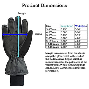 N'Ice Caps Kids Waterproof Winter Thinsulate Warm Gloves (Black, 10-12 Years)