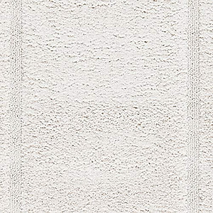 SAFAVIEH Florida Shag Collection Area Rug - 5'3" x 7'6", Creme & Creme, Border Design, Non-Shedding & Easy Care, 1.2-inch Thick Ideal for High Traffic Areas in Living Room, Bedroom (SG454-1111)