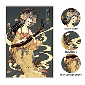 Home Decor Garden Decor Oil Paint Printing - The Moon Mermaid, Watercolour Modern Pictures Fashion Craft Birthdays Gifts for Friends 12X16in Unframed