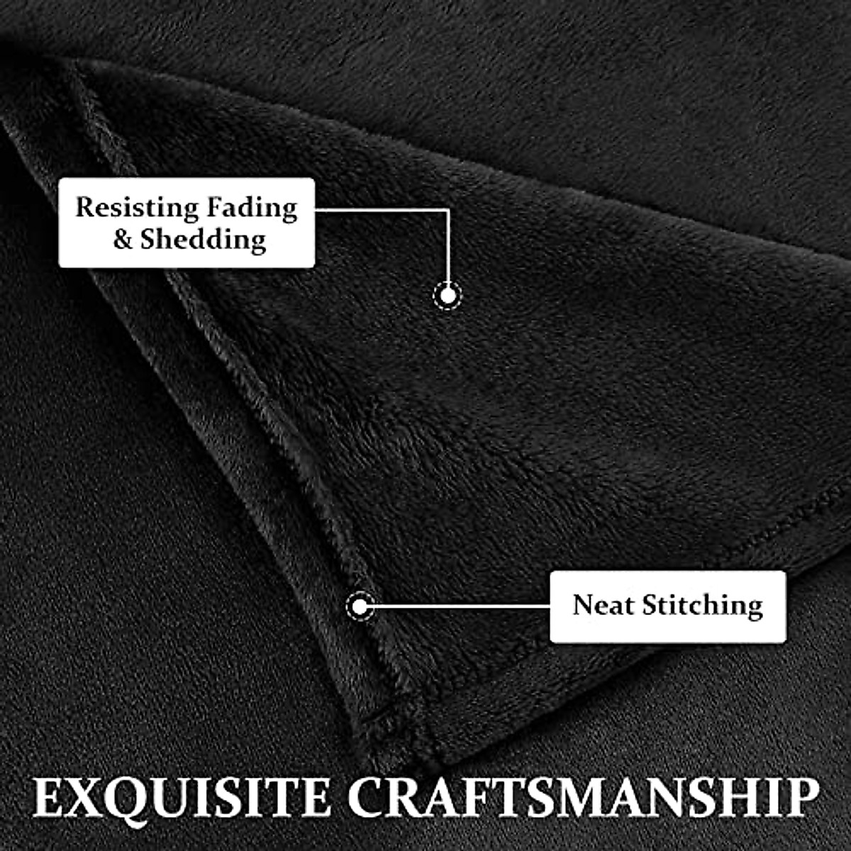 Yastouay Fleece Throw Blanket, Super Soft Lightweight Cozy Luxury Flannel Bed Blanket, Fluffy Plush Couch Blanket Throw for All Seasons (Black, 50x60 inches)