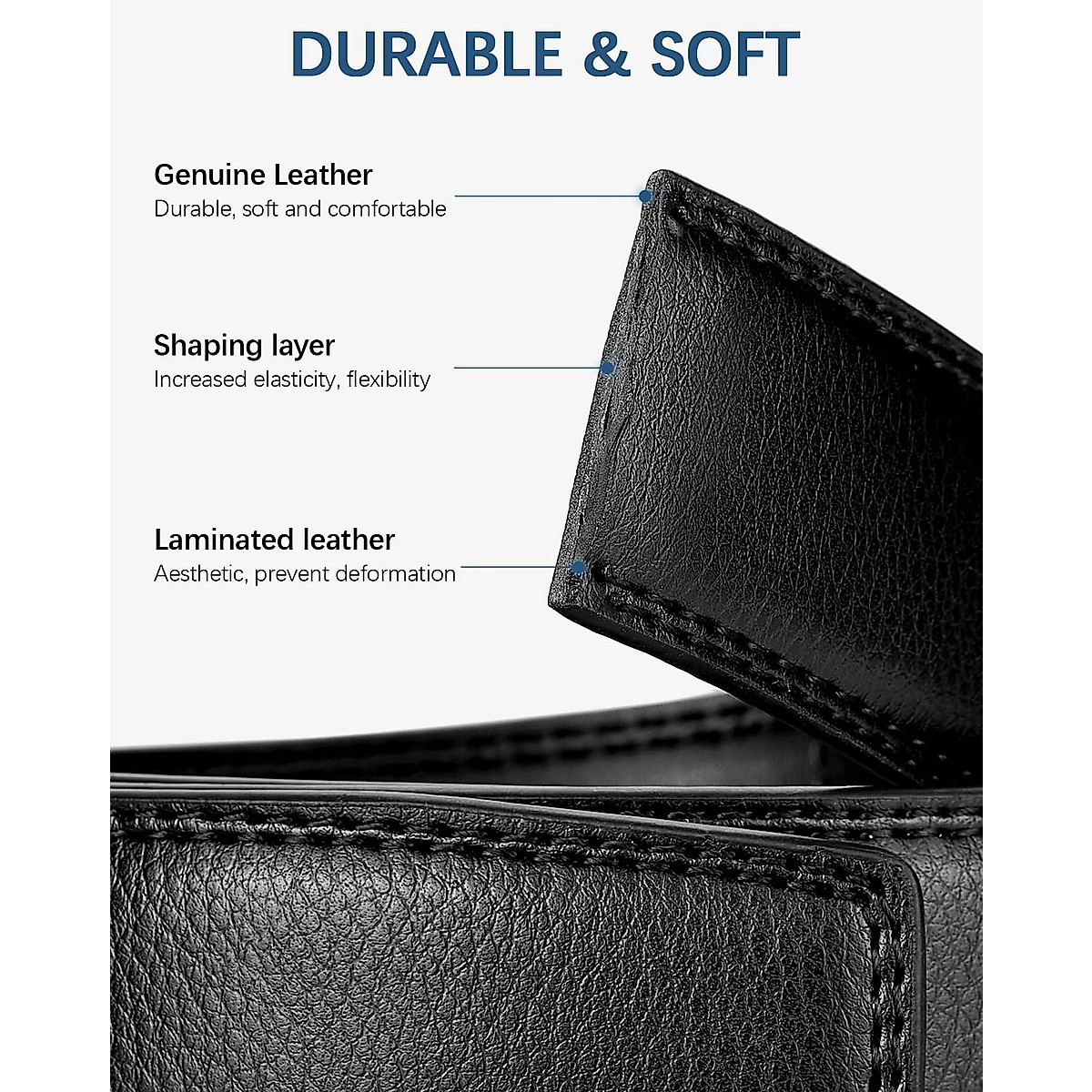 BOSTANTEN Mens Belt Leather 2 Pack Ratchet Belt For Men Dress and Casual with Adjustable Buckle, Trim to Fit