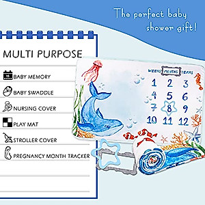 InnerSafe Baby Milestone Blanket| Original Design Baby Monthly Milestone Blanket Boy Girl|Baby Photography Props Blanket| 60'x40' Ocean World (Vacuum-Packed)