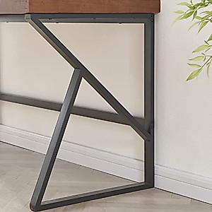 IBF Solid Wood Computer Desk, Natural Real Wooden and Metal Home Office Desk, Farmhouse Industrial Modern Executive Desk Workstation,Laptop PC Table for Gaming Work Writing Study,Rustic Brown,55 Inch