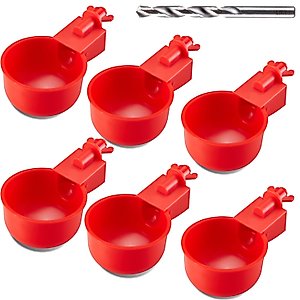 Sykria Chicken Water Cups, Automatic Waterer Kit for Poultry, 3/8 Inch Thread Filling Poultry Drinking Bowl Chicken, Ducks, Birds, Turkeys etc (6 Pack)