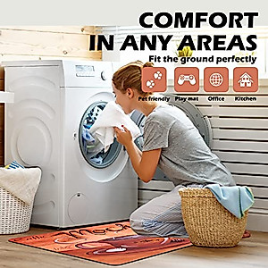 Coffee Kitchen Rugs Anti Fatigue Kitchen Rug Red Mocha Cup Decoration Cushioned Kitchen Mats for Floor Waterproof Non Skid Washable Standing Kitchen Mat, Set of 2,17.3 x 28+17.3 x 47 Inches, PVC