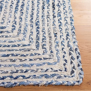 Safavieh Braided Collection Area Rug - 5' x 8', Blue & Ivory, Handmade Farmhouse Cotton, Ideal for High Traffic Areas in Living Room, Bedroom (BRD260M)