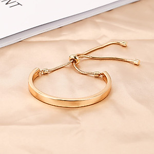 ENSKEFEN 14K Gold Bracelets for Women Gold Bangles Adjustable Slider Bracelet Bangle Bracelets for Women Gold Dainty Cuff Bracelet Minimalist Costume Jewelry