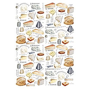 Maison Lorrain, Les Fromages' French Kitchen/Tea Towel, 100% Cotton, All in French, Imported