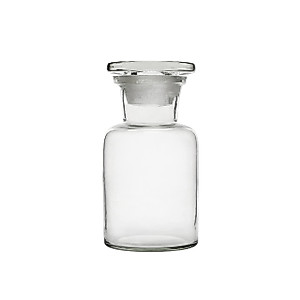 EISCO Reagent Bottle, 125ml - Wide Neck - Includes Tight Fitting Glass Stopper - Soda Glass Labs