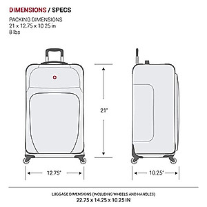 SwissGear Sion Softside Expandable Roller Luggage, Dark Grey, Carry-On 21-Inch