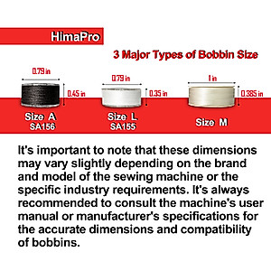 HimaPro 144 PreWound Bobbins for Embroidery and Sewing Machines Class 15 Size A (SA156) Plastic Sided 60 WT Polyester Sewing Thread(72 Black& 72 White)