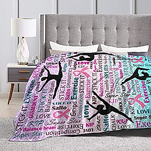 Kenaat Throw Blanket I Love Gymnastics Blanket Soft Lightweight Bed Blanket for Women Men Kids Blankets for Couch Sofa All Season