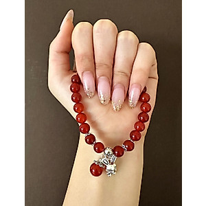 Feng Shui Handmade Chinese Zodiac Rabbit Red Agate Beads Bracelet (RABBIT)