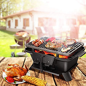 Giantex Charcoal Grill Hibachi Grill, Portable Cast Iron Grill with Double-sided Grilling Net, Air Regulating Door, Fire Gate, BBQ Grill Perfect for Outdoor Picnic Camping Patio Backyard Cooking
