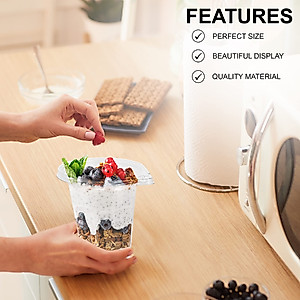 MT Products Plastic Parfait Cups with Lids 16 oz. - (20 Pieces) Tamper Evident Yogurt Containers - Clear Disposable Cups with Lids for Yogurt, Fruit, Cereal or Vegetables