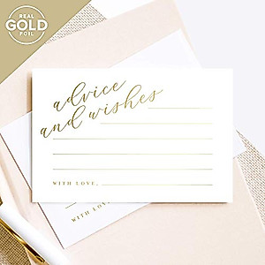 Bliss Collections Advice and Wishes Cards, Gold Foil, Perfect for: Bridal Showers, Wedding, Baby Shower, Graduation Party, Retirement, Words of Wisdom, 4"x6" Heavyweight Cards (50 Cards)