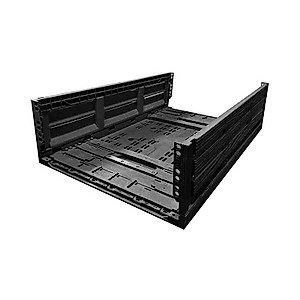 Alco Designs Collapsible Storage Bin/Container: Grated Wall Utility Basket/Tote, Durable, Long-Lasting, Wooden Designed Plastic (Small 24x16x4.1", Black)