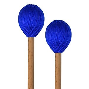 Yolyoo Medium Hard Yarn Head Keyboard Marimba Mallets with Maple Handles,Pack of 2 Blue (Blue)