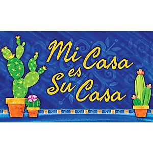 Toland Home Garden 800448 Spanish House Cactus Door Mat 18x30 Inch Welcome Outdoor Doormat for Entryway Indoor Entrance
