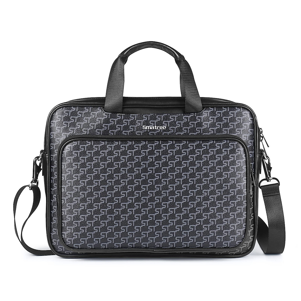 Smatree 13-14inch Logo Print Canvas Laptop Leather Briefcase for 13-14inch MacBook Air Bag,14inch Dell Inspiron Leather Briefcase for Men,14inch Leather Laptop Bag for Men,Black Blue