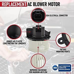 AC Heater Blower Motor with Fan - Compatible with Buick, Chevy, GMC & Saturn Vehicles - Enclave, Silverado, Silverado 3500 HD, Traverse, Acadia, Sierra - Replaces 15-81786, 22810567, 700236