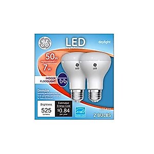 GE Lighting 93116049 LED Directional Light Bulb, R20, Daylight, Clear Bulb, 525 Lumens, 7-Watt, 2-Pk. - Quantity 1