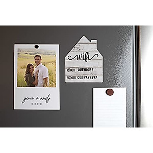Rustic White WiFi Password Sign, Rustic Farmhouse Fridge Magnet, WiFi Password Sign for Home with Black Wet Erasable Pen, Magnetic White WiFi Sign for Guests, Fridge Magnet Decor, 4.0 x 5.0 inch
