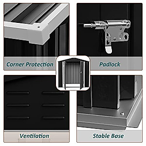 Amopatio Heavy Duty Outdoor Storage Shed 6' x 4', Weather Resistant Metal Shed, Sturdy Tool Shed for Garden/Backyard, Black