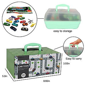 Kids Toy Car & Playmat Set-Car Toy Set for 3 Year Old Boys-17 PCS Metal Racing Car -Vehicle Car Toys for Boys Toddlers