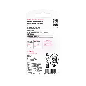 Real Techniques Miracle Powder Sponge, Makeup Blending Sponge For Powder Products, Set Makeup For Natural Finish & Cloud Skin, Buildable Coverage, Velvet Material, Latex-Free Foam, 1 Count