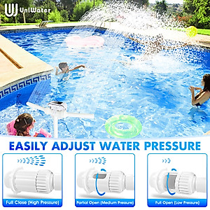 Pool Fountain with Solar Pool Light Show,Adjustable Dual Spray Sprinkler Pool Fountain for Inground Pool Waterfall,Swimming Pool Water Fountain,Fun Pool Waterfall Sprayer for Pool Cooling Fountain