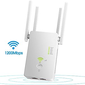 WiFi Range Extender Signal Booster Covers Up to 2640 Sq.ft and 25 Devices, Up to 1200Mbps Dual Band WiFi Repeater with Ethernet Port Internet Booster for Home