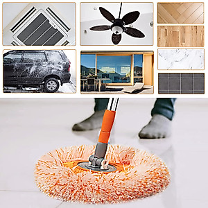 TIMIVO Dust Mop, Microfiber Mops for Floor Cleaning, with Height Adjustable Handle and 1 Washable Mops Pad, Wet & Dry Floor Cleaning Mop for Hardwood, Tiles, Laminate - Dust Broom (Orange)