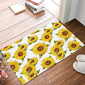 Door Mat for Bedroom Decor, Sunflowers Floor Mats, Holiday Rugs for Living Room, Absorbent Non-Slip Bathroom Rugs Home Decor Kitchen Mat Area Rug 18x30 Inch