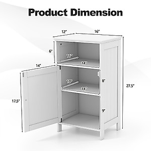 Giantex Bathroom Floor Storage Cabinet - Side Cabinet with Open Compartment, 3-Position Adjustable Shelf, Elevated Base, Freestanding Storage Organizer for Hallway, Living Room, Bedroom (White)
