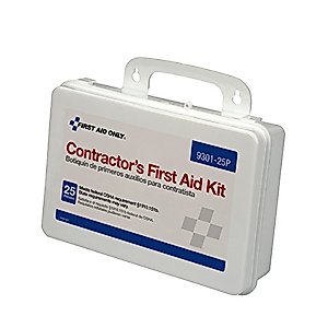 First Aid Only 9301-25P 25-Person Contractor's Emergency First Aid Kit for Home Renovation, Job Sites, and Construction Vehicles, 176 Pieces