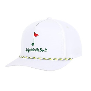 Golf Made Me Do It Ace Rope Hat - Adjustable Snapback Golf Hat, One Size Fits All (White/Green/Red)