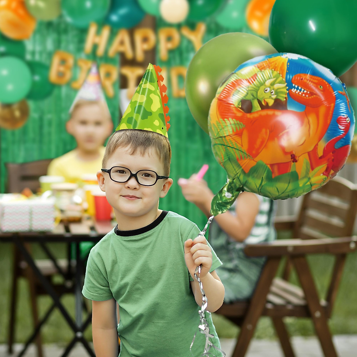 Party Spot! 260 Pcs Dinosaur Birthday Decorations, 20 Tableware Sets, Dinosaur Foil Balloons, Sticker, Banner, Dinosaur Paper Plates, Cups, Balloon Pump, Dinosaur Party Decorations