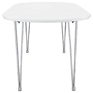 Coaster Home Furnishings Heather Oval Dining Table with Hairpin Legs Matte White and Chrome