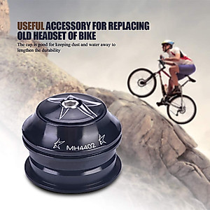 Headset Aluminium Alloy Bike Front Fork Stem Headset Straight Tube Bearing Headset for Most Bike with 44mm Head Tube(Black)