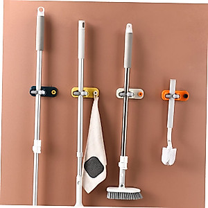 Amosfun 4pcs Wall Mounted Mop Holder Broom Hooks Mop Holder Single Storage Rack Brooms Clear Hamster House Broom Organizer Broom Hanger Organizer Garage Utility Rack Cleaning Tool Yellow