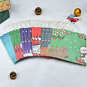 24 pcs Christmas Kraft Gift Bags with 24 Tissue Papers, Holiday Paper Gift Bags,Party Favors Goody Bags, Xmas Presents, Classrooms and Wrapping Stocking Stuffers (Merry Christmas A)