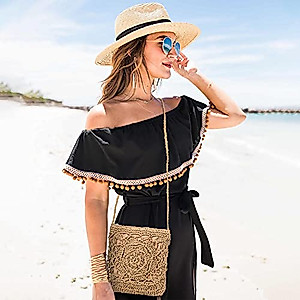 JOSEKO Straw Crossbody Bag Women Shoulder Bag Summer Beach Bag