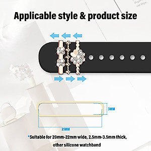 Kakurookie Band for Samsung Galaxy Watch 7 6 5 4 Band with Charms, Women Silicone Band with Metal Diamond Charms Accessories for Watch 6 Classic /Watch 5 Pro/Watch 4 Classic 47mm 46mm 44mm 43mm 42mm 40mm