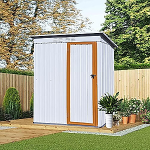 5 x 3 FT Galvanized Metal Garden Shed with Lock, Outdoor Metal Storage Shed for Backyard, Patio, Lawn
