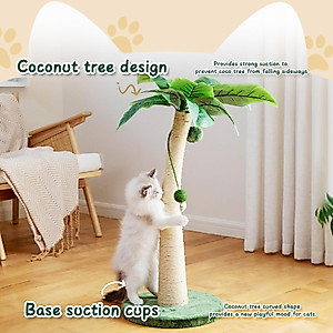 Nineshi 37 Inches Cat Scratching Post, Large Cat Scratching Post, Sisal Scratcher with 3 Hanging Pompoms for Indoor Cats (Short Round Base)